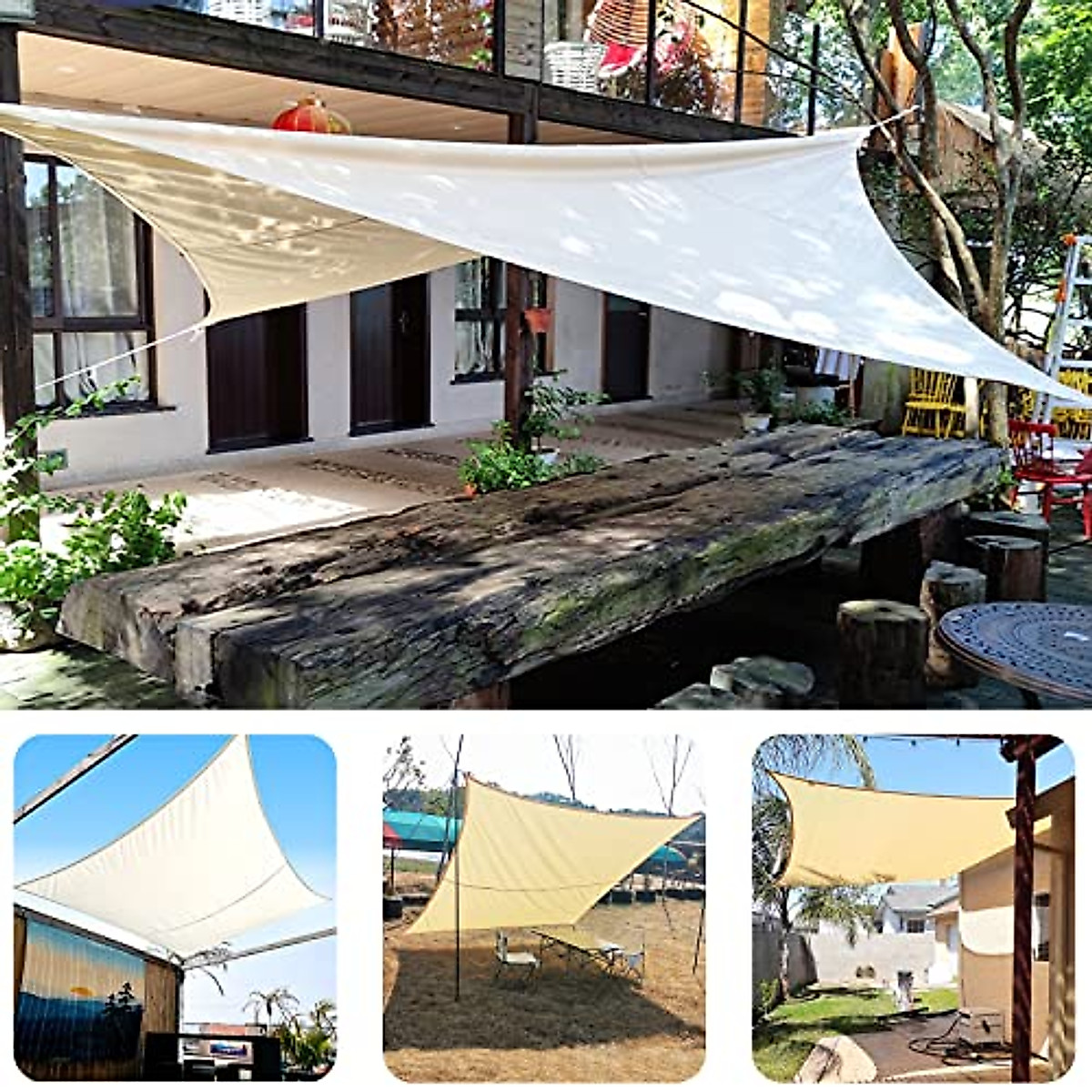 Waterproof Sun Shade Sail 12 x 12 x 12 ft Triangle 98% UV Resistant Canopy Awning Shelter for Outdoor Patio Garden Backyard Carport, Sand