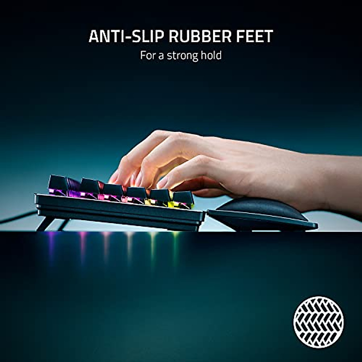 Razer Ergonomic Wrist Rest for Mini Keyboards: Plush Leatherette Memory Foam Cushion - Anti-Slip Rubber Feet