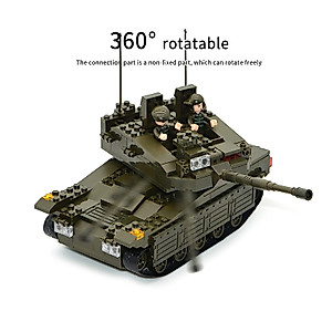 QLT Military Tank Building Blocks Set,Merkava WW2 Military Tank Armed Tank with 5 Soldier Figures,Toys Gift for Boys 8-12(343 Pcs)