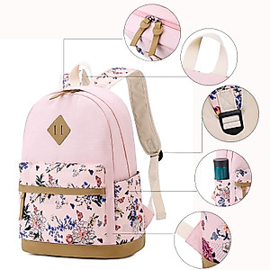 Sunborls Backpack for Teen Girls Lightweight High-capacity Middle Student Bookbag Women Backpack With Lunch bag Pencil Bags Student Bookbags 3Pcs(Pink)