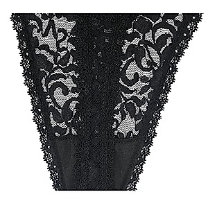 Womens Black Lace Thong Panties Sexy Soft Cmfy Lacy Thongs Underwear Plus Size Pack of 5