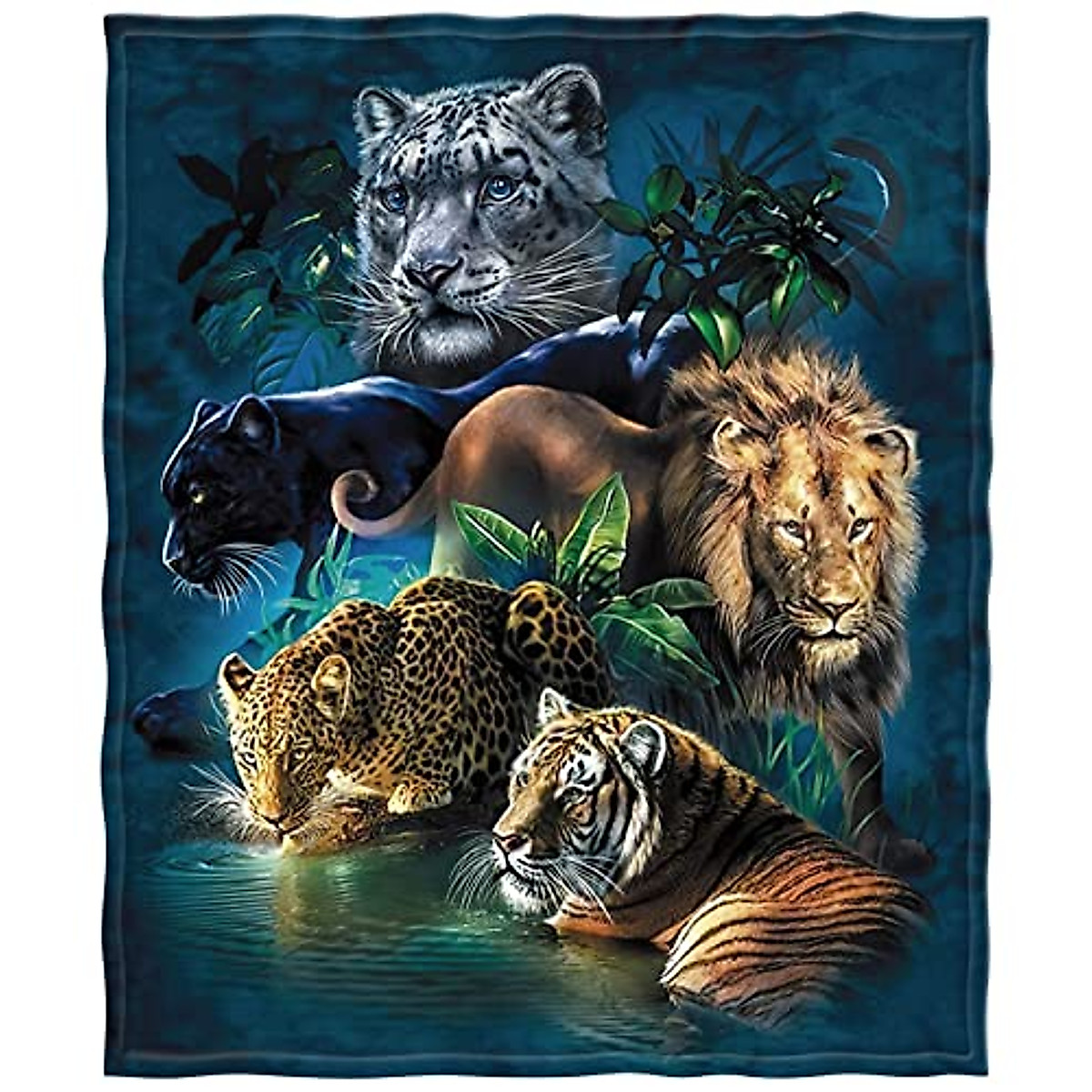 HommomH 60"x80" Blanket Soft Fluffy Fleece Throw for Sofa Bed Tiger Leopard Lion