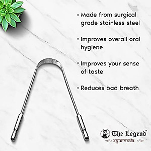 The Legend Stainless Steel Tongue Scrapers-Metal U Shaped Tongue Scraper for Fresher Breath- Tongue Scraper to Keep Mouth and Teeth Healthy and Cleaner- (Stainless Steel) (Pack of 5)