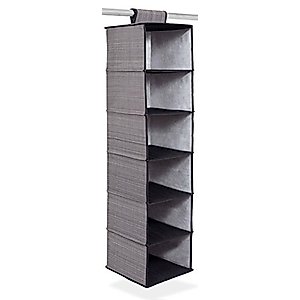 Internet's Best Hanging Closet Organizer - 6 Shelf - Clothing Sweaters Shoes Accessories Storage - Grey