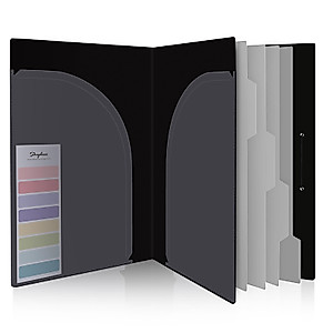 SKYDUE Accordion File Organizer, 5 Pocket Expanding File Folders with Pockets, Document Organizer, Portable Paper Organizer，School Office Supplies Black