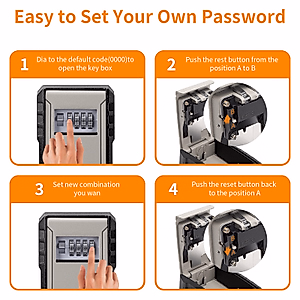 UPGRADE Extra Large Capacity Key Lock Box, Weatherproof Wall Mount Key Box for Car Keys, Fob, House Keys, Key Safe Security Storage Lock Box for Indoor, Outdoor, Garage, Garden, Store