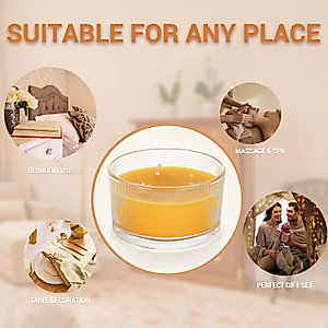 AGLARY 3-Wick Beeswax Candle in Glass, Elegant and Natural Home Lighting,Unscented Beeswax-Raw, 4.7oz