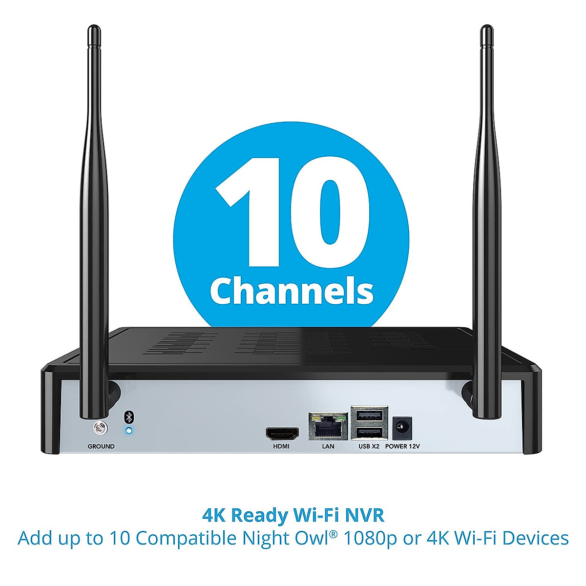 Night Owl 10 Channel Bluetooth Video Home Security Camera System with (3) Wi-Fi IP 4K HD Indoor/Outdoor Spotlight Cameras 2-Way Audio & 1TB Hard Drive (Expandable up to Cameras), BTWN81L-2-3-B