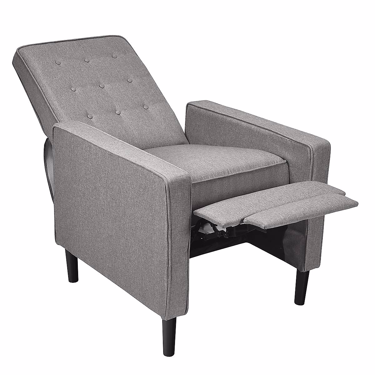 Giantex Set of 2 Push Back Recliner Chair, Modern Fabric Recliner w/Button-Tufted Back, Accent Arm Chair for Living Room, Bedroom, Home Office (Grey)