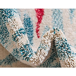 Unique Loom Positano Collection Coastal Modern Bright Colors Fish Beige Area Rug (5' x 8')