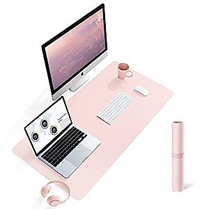 Writing Desk Pad Protector, YSAGi Anti-Slip Thin Mousepad for Computers,Office Desk Accessories Laptop Waterproof Desk Protector for Office Decor and Home (Pink, 35.4" x 17")