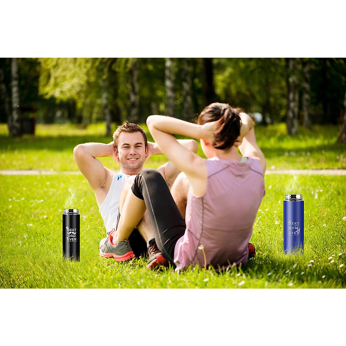 Wedding Engagement Gifts for Her/Him - Valentines Anniversary Christmas Couples Gift Set, 15oz Travel Vacuum Tumbler For Husband Wife - Insulated Bottle Gift For Bride Groom (Best Dad & Best Mom）