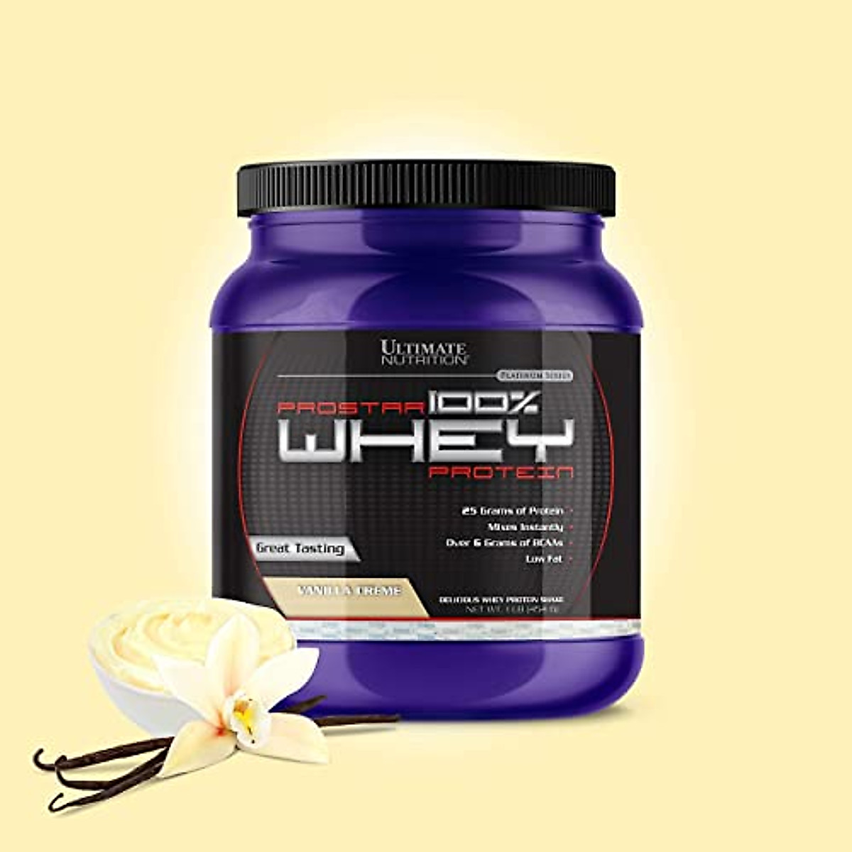 Ultimate Nutrition Prostar Whey Protein Powder, Low Carb Protein Shake with Bcaas, Blend of Whey Protein Isolate Concentrate and Peptides, 25 Grams of Protein, Keto Friendly, 1 Pound, Vanilla Crème