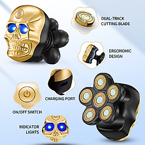 Electric Shaver for Men Rechargeable Bald Head Shavers Waterproof Mens Electric Shaver Rotary Electric Razor Cordless Shavers for Men Wet & Dry Grooming Shaving Facial Shaver for Men (Gold)