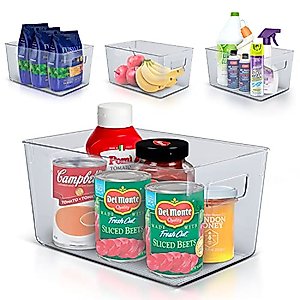 SUMGAGE Clear Bins for Organizing - 4 Pack Plastic Pantry Organizer Bins, Perfect for Kitchen Organization and Storage, Ideal Craft Organization and Cabinet Organizers