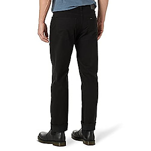 Lee Men's Extreme Motion Straight Fit 5 Pocket Pant, Union-All Black, 36W x 30L