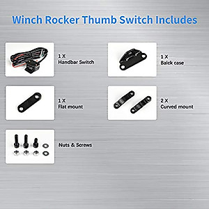 MaySpare 12V Winch Rocker Thumb Switch with Mounting Bracket for ATV UTV Handlebar Control Line Kit