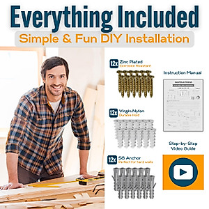 EVALD Hidden Floating Shelf Bracket | 8-Inch Heavy Duty Blind Shelf Support | Kitchen Shelf, Fireplace Mantel Bracket | Invisible Wall Mount Bracket for Home & Office | Floating Shelf Hardware 6 Pack