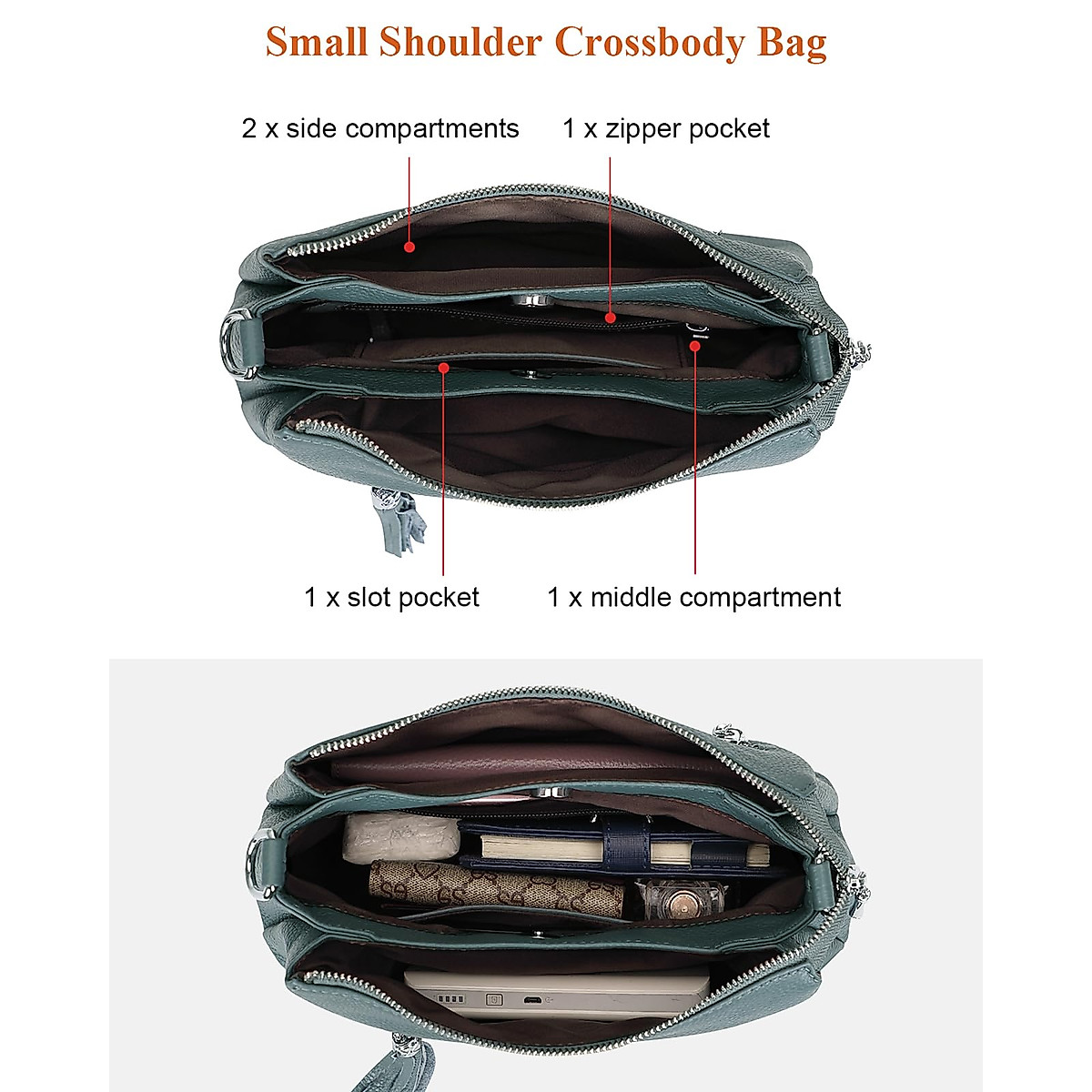 Over Earth Genuine Leather Handbags for Women Small Crossbody Purse Ladies Hobo Shoulder Bag(O111-2E Teal Blue)