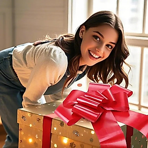 Aidwey Big Gift Wrapping Bows (30 inch, Red, 1 Pack), Butterfly Shape Gift Bow, Giant Bow for Car, Huge Car Bow, Car Bows, Big Red Bow, Big Car Bow, Bow for Gifts, Christmas Bow.