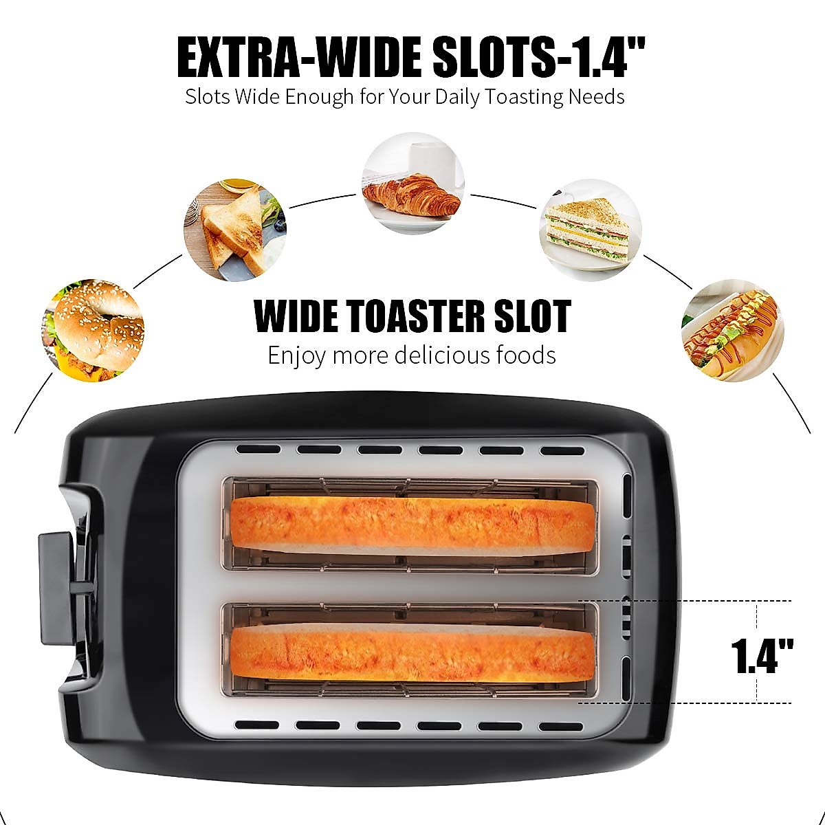 Toaster 2 Slice Stainless Steel Toaster Two Slice Toaster with Removable Crumb Tray Toaster Wide Slot Toasters 2 Slice Best Rated Prime with 7 Bread Shade Settings and Bagel, Defrost, Cancel Function for Bread