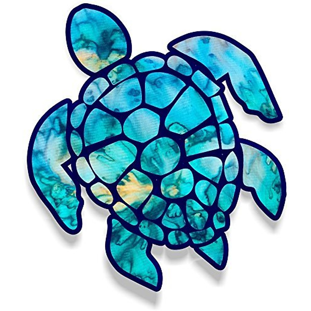 Magnet Turtle Cyan Dream Pattern Magnetic vinyl bumper sticker sticks to any metal fridge, car, signs 5"