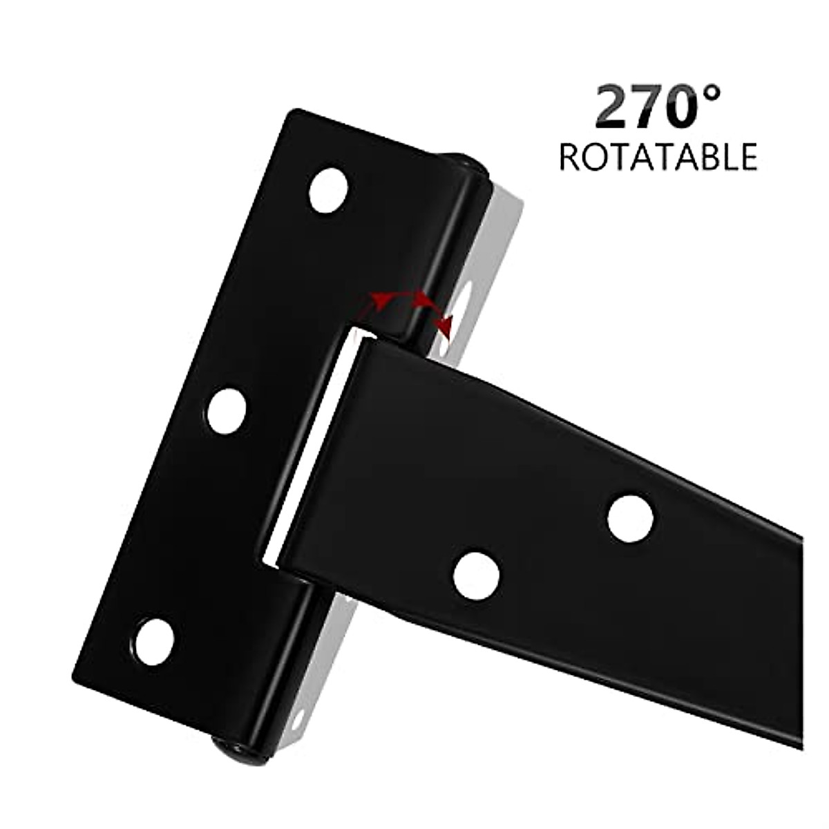 Garden Gate Hinges,Tee Shed Hinge, 6 X 5 Inch Heavy Duty Hinges Black Iron T-Shaped Triangle Hinges Shed Wood Fence Door Hinges Hardware
