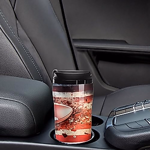 Football Print U.S Flag Travel Coffee Mug Reusable Coffee Cup Tumbler with Lid for Outdoor 250ml