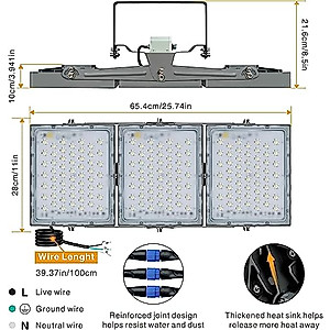 STASUN LED Flood Lights Outdoor, 300W 27000LM Dusk to Dawn Security Light with Photocell, IP66 Waterproof, 5000K, 3 Heads Adjustable Wide Outside Lighting for Area Parking Lot, Yard, Street, Stadium