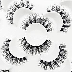 3D False Eyelashes Natural Long Lashes Bulk Lash for Girls Makeup Soft Eyelash, 7PACK