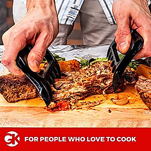 GK’s Premium BBQ Dream Set: 100% Mess Proof Silicone BBQ Smoker Gloves for BBQing All Day Plus Super Sharp Solid Meat Claws for Shredding Plus Silicone Basting Brush | Smoker Accessories for Men and Women (Orange)