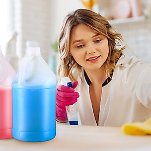 Hoolerry 8 Packs 1 Gallon Plastic Jug with Lids BPA Free Reusable Round Clear Plastic Jug with Cap Heavy Duty HDPE Containers with Pump Dispenser for Sauces Soaps Detergents Liquids Storage