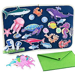 Craftstory Ocean Animals Travel Felt Board for Toddlers Preschool Learning Activities 32 Pieces Sea Sensory Board Toys for Classroom Arts and Crafts