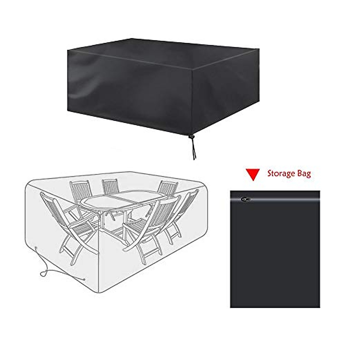 Furniture dust Proof Cover Outdoor Garden Oxford Cloth Waterproof Table Chair Dust Cover,Black (170 * 94 * 70)