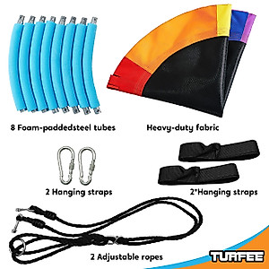 TURFEE 40" Rainbow Saucer Tree Swing for Kids, Waterproof Swing Seat with 2 Tree Hanging Straps for Playground Backyard Outdoor Activity