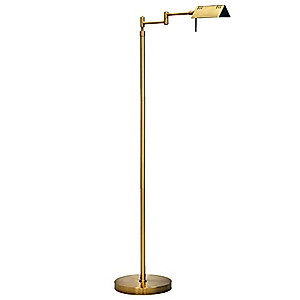 O’Bright Dimmable LED Pharmacy Floor Lamp, 12W LED, Full Range Dimming, 360 Degree Swing Arms, Adjustable Heights, Standing Lamp for Reading, Sewing, and Craft, ETL Listed, Antique Brass (Gold)
