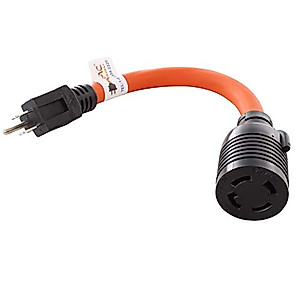 AC WORKS Generator to Transfer Switch L14-30 Inlet Box Adapter (15Amp Household to L14-30 Flexible)