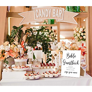 Bible Guestbook Sign, 8×11 Inches Wooden Sign With Stand, Hightlight Your Favorite Verse, Minimalist Table Sign for Wedding Favor,Bridal Shower, Wedding Reception, Event Party Favor Supplies-4