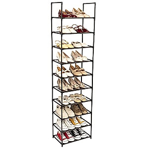 Elechotfly Shoe Rack, 20 Pairs Shoe Storage Organizer, 10 Tiers Tall Shoe Stand, Easy Assembly Stackable Sturdy Shoe Tower, Metal Shoe Shelf for Entryway, Closet, Garage, Bedroom, Cloakroom