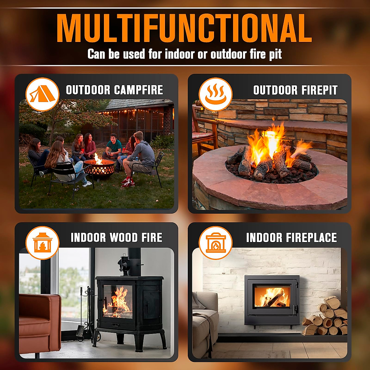 Firewood Carrier + Fire Poker + Fireplace Tongs - Fire Pit Tools for Indoor and Outdoor Use, Log Carrier for Firewood, 32 Inch Fire Poker, 26 Inch Fire Tongs, Fireplace Tools