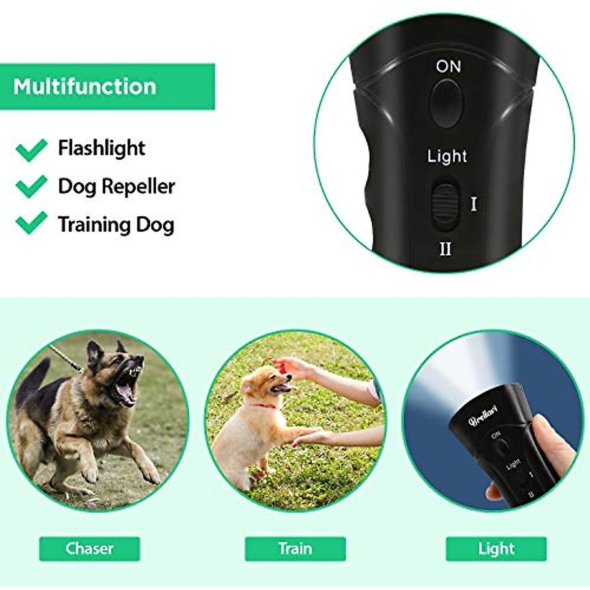Brellavi Anti-Bark Dog Training Equipment and Barking Control Device, Electronic Clicker Trainer for Walking, Jogging, and Aggressive Behavior, Handheld and Portable (Black)