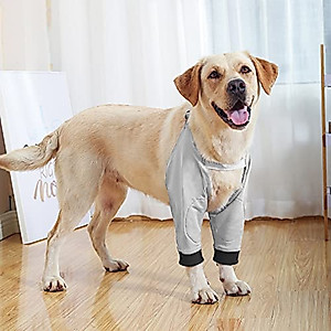 ROZKITCH Dog Surgery Recovery Sleeve for Front Legs, Pet Prevent Licking Wound Elbow Brace Protector, Dog Recovery Suit Cone Collar Alternative for Sprain ACL CCL Arthritis Grey 2XL