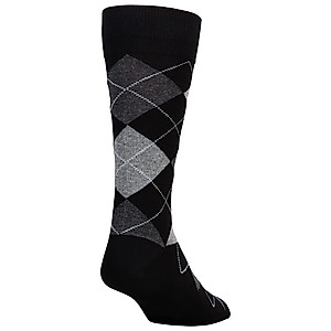 GOLDTOE Men's Carlyle Argyle Crew Dress Socks, 3-Pairs, Black Grey Argyle, Large