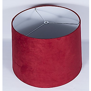 Urbanest French Drum Suede Lampshade, 12-inch by 14-inch by 10-inch, Spider Fitter, Red