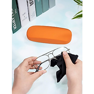 Frienda 3 Pieces Hard Shell Glasses Eyeglasses Sunglasses Case with Eyeglass Cloth (Light Blue, White, Orange)