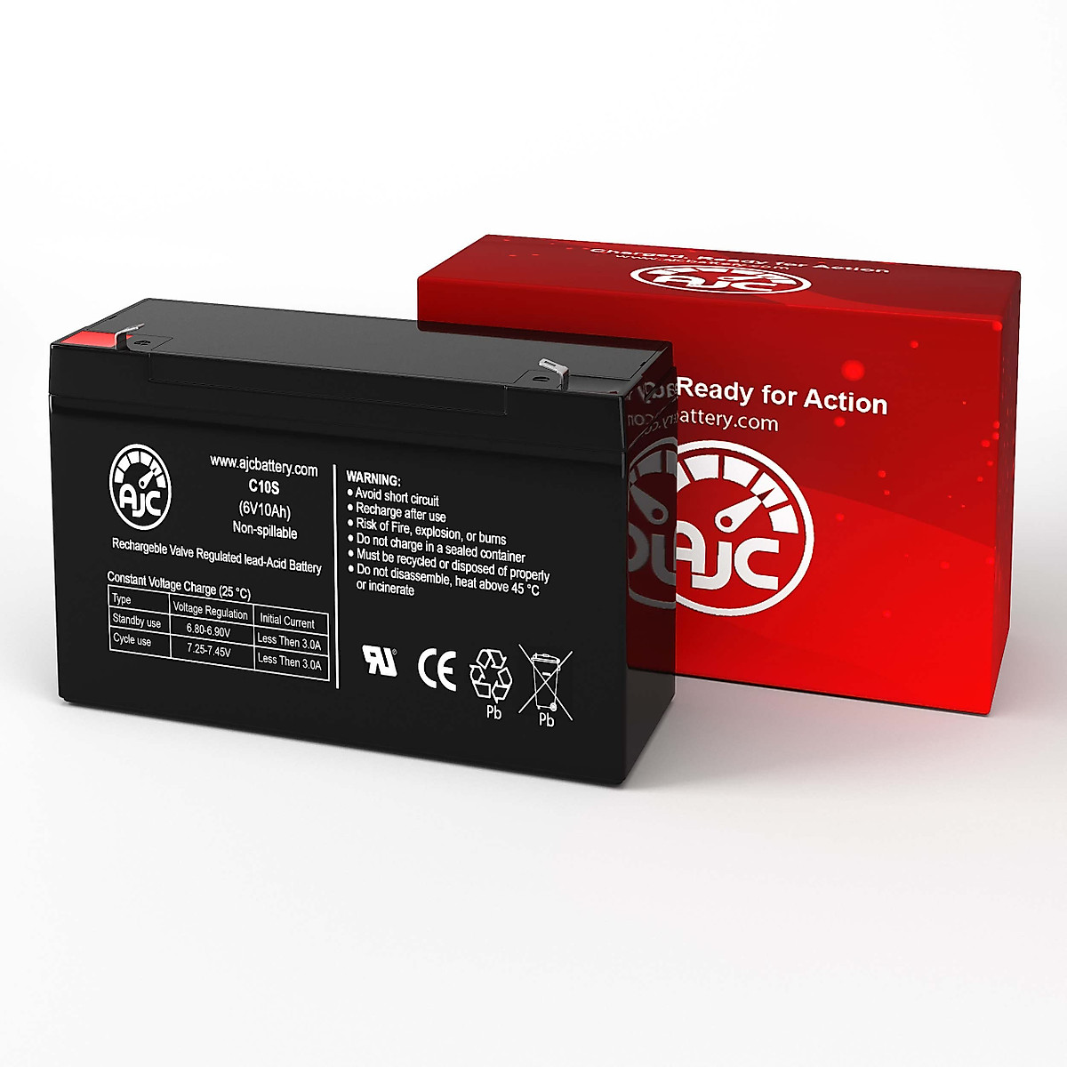 AJC Battery Compatible with Werker WKA6-10F 6V 10Ah Sealed Lead Acid Battery