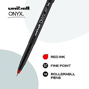 uni-ball Onyx Stick Fine Point Roller Ball Pens, 12 Red Ink Pens(60144)