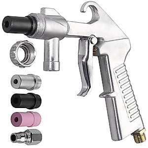 AMTOVL Sandblaster Gun Kit, Sandblaster + Sand Suction Pipe+ Ceramic Nozzles + Extra Iron Nozzle Tip Set for Abrasive Sand Blasting Derusting