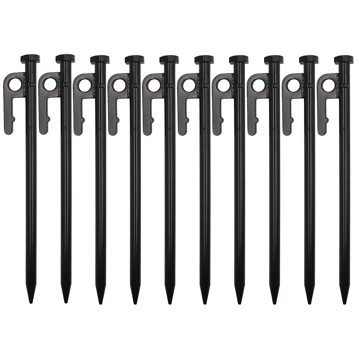 LBY 10pcs Tent Stakes, 20cm(7.87'') Heavy-Duty Steel Solid Tent Stakes Pegs, Steel System Outdoor Tent Nail Camping Stakes, 45#Steel (Black)