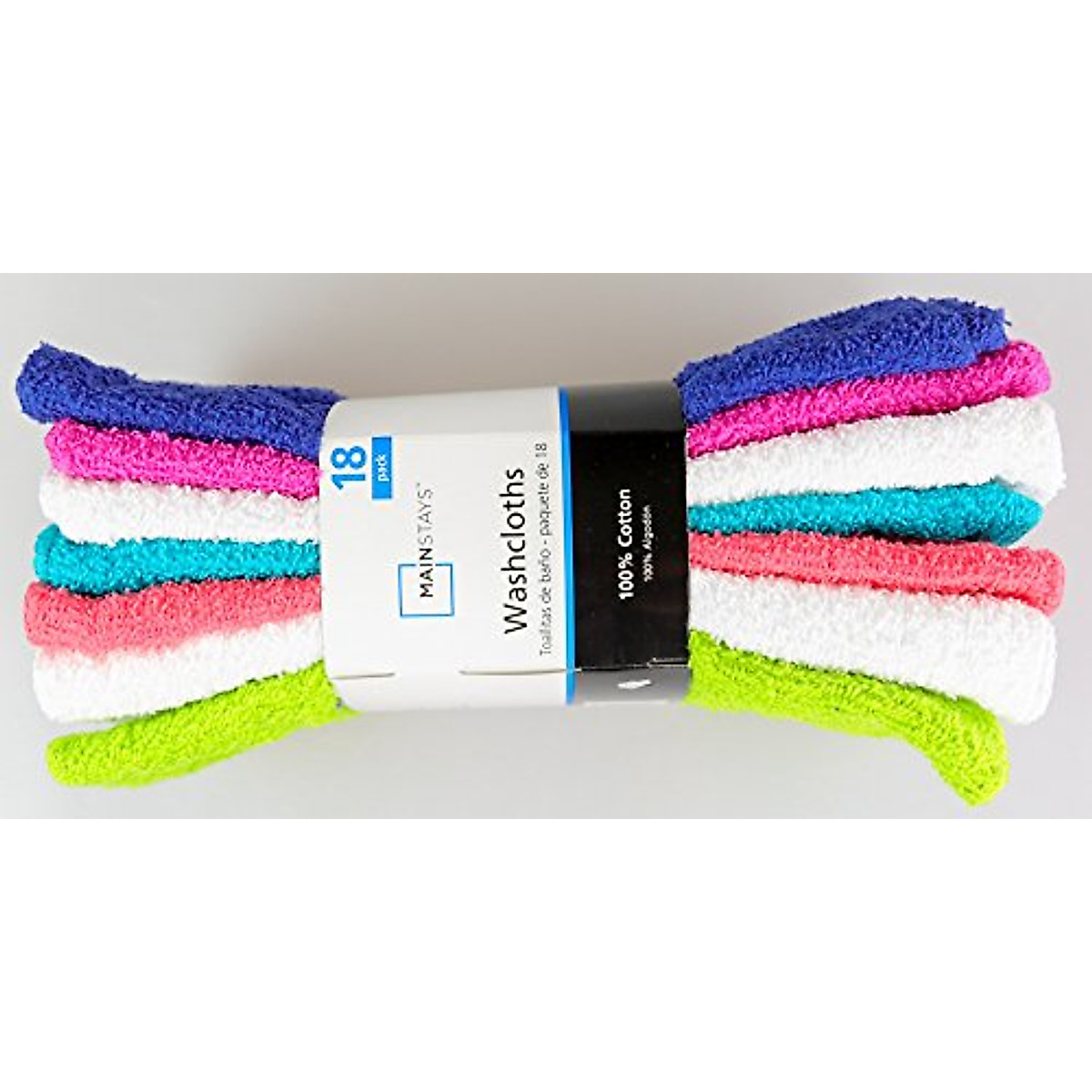 MAINSTAYS 18 Pack Assorted Cotton Terry Thin Washcloths Rags (NPWGO)